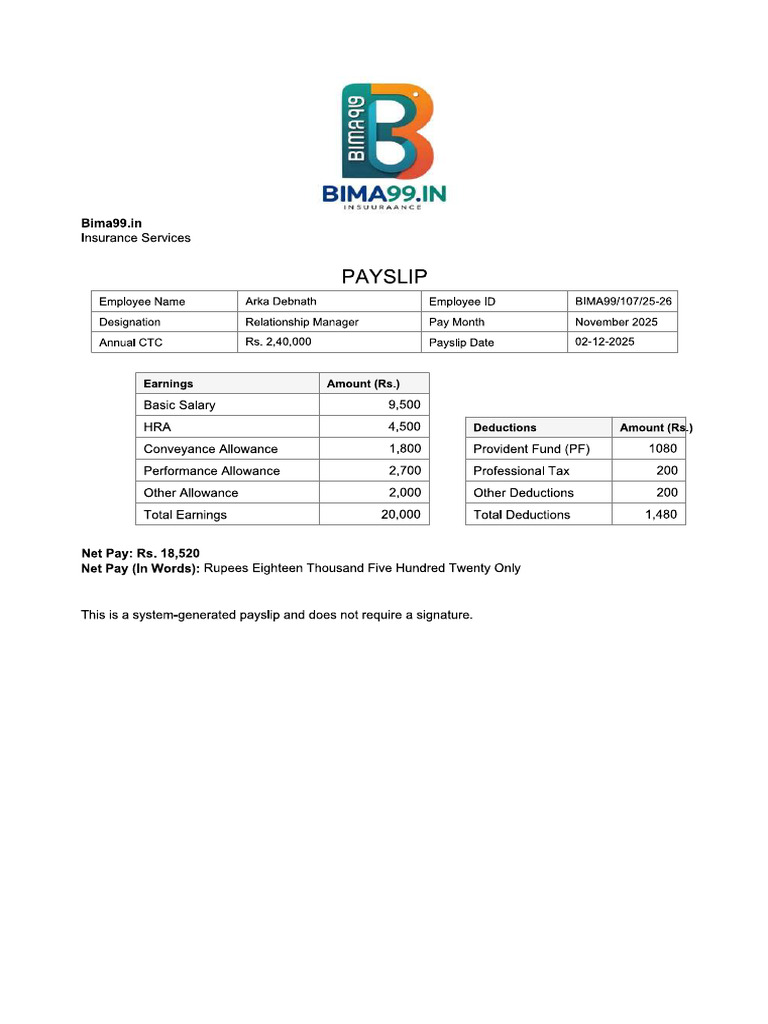 Salary Slip Nov | PDF