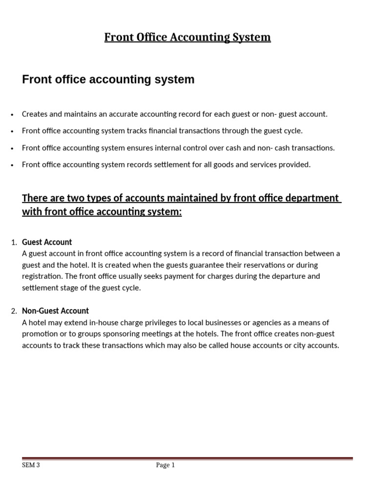 Front Office Accounting | PDF | Point Of Sale | Credit Card