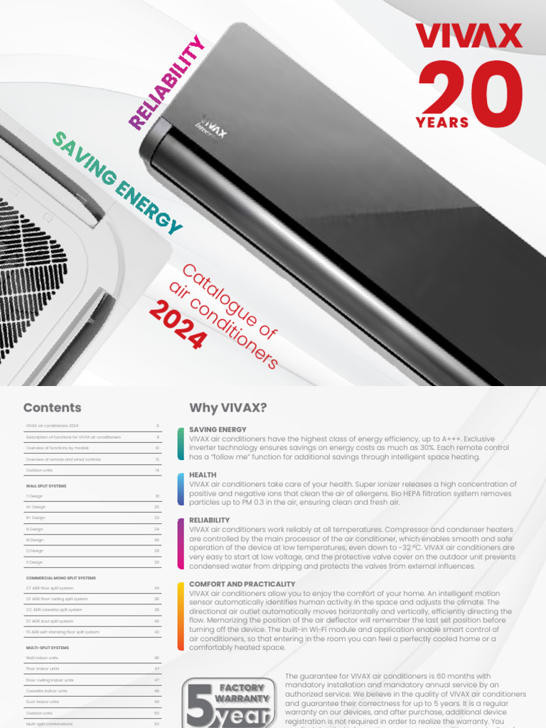 Vivax-Eng Katalog Ac 2024 | PDF | Air Conditioning | Vacuum Tube