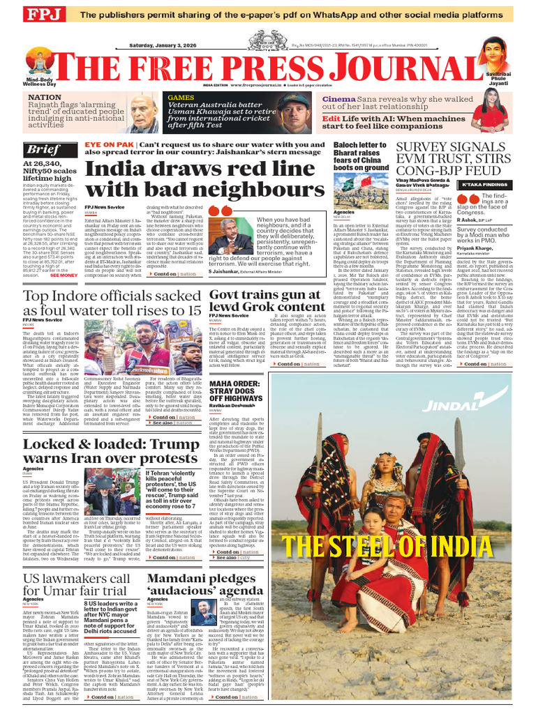 FPJ 3rd Jan | PDF | Iran | Politics Of India