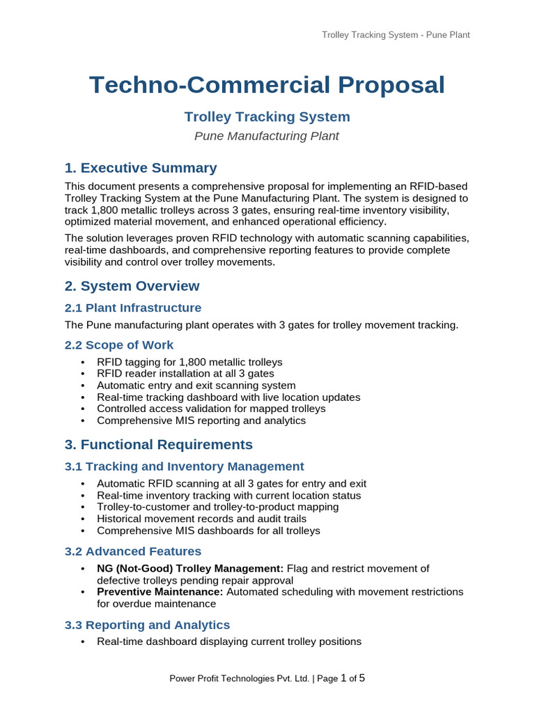 RFID Trolley Tracking System Proposal | PDF | Radio Frequency ...