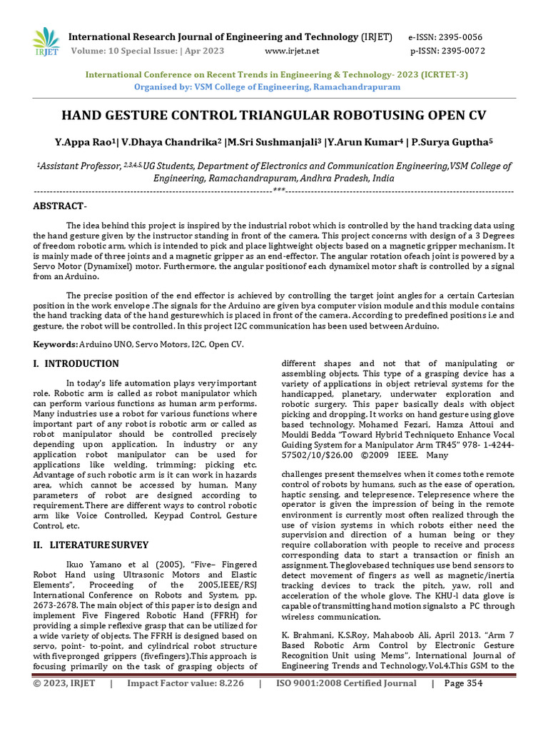 Hand Gesture-Controlled Robot Using OpenCV | PDF | Robotics | Robot