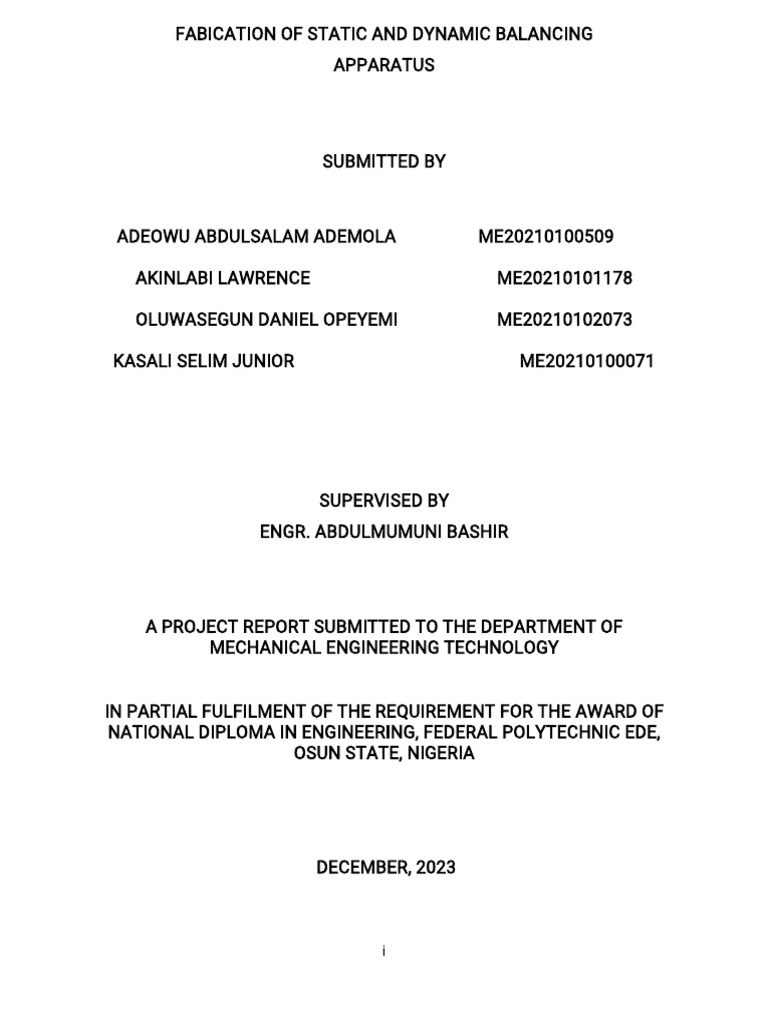New Preliminary Static and Dynamic Balancing Apparatus | PDF | Engineering