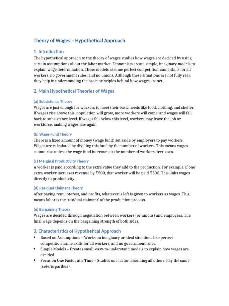Hypothetical Approach Wages | PDF | Labour Economics | Employment