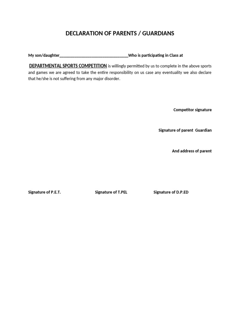 Declaration of Parents | PDF