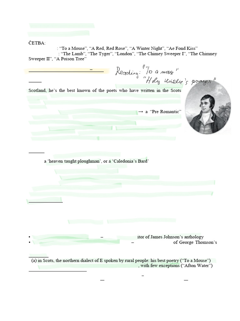 Pre-Romantic Poets: Burns & Blake | PDF | Samuel Taylor Coleridge ...