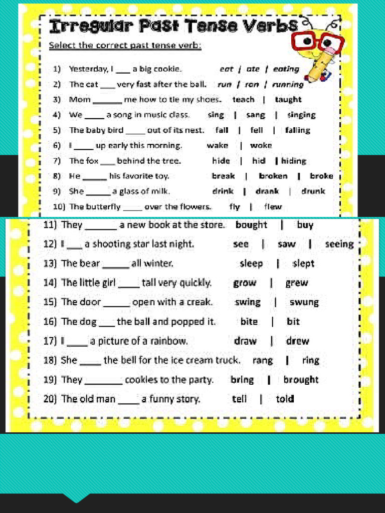 Past Tense of Verbs Sentences | PDF