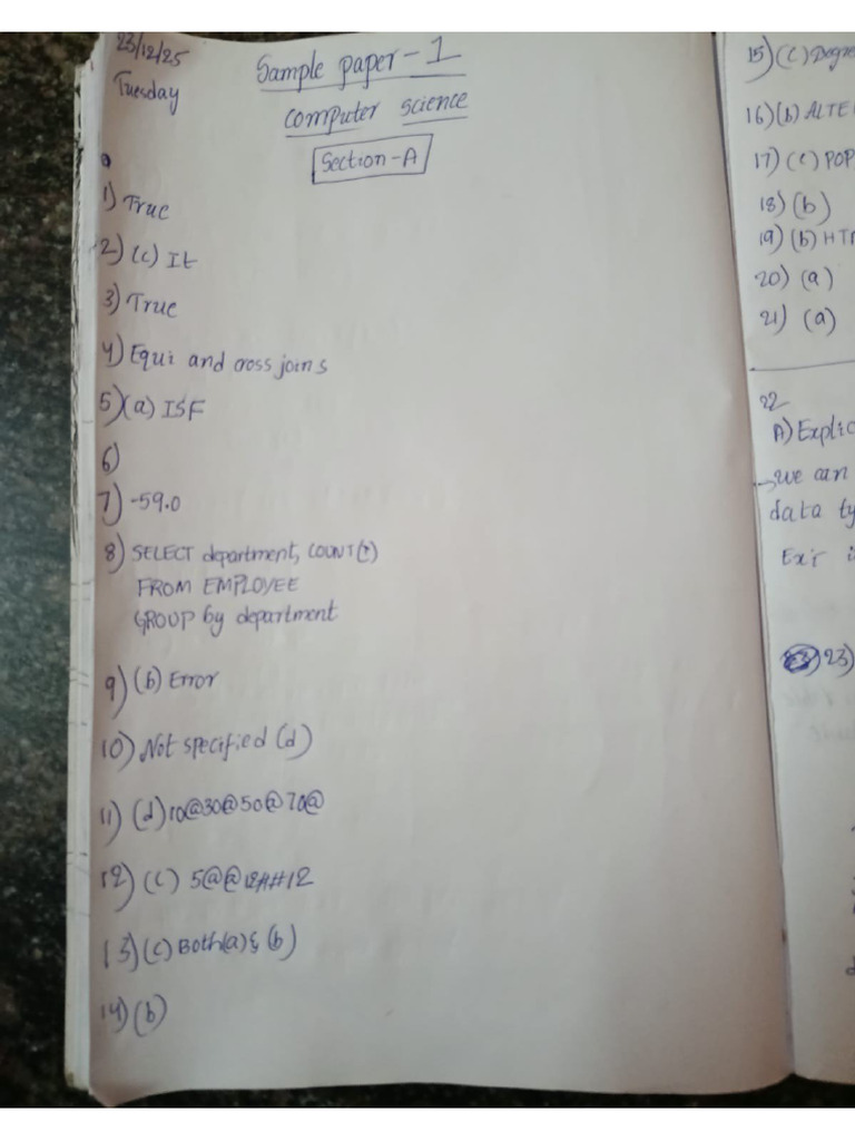 Charitha.G, Computer Sample Paper 1 | PDF