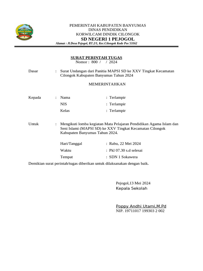 Lomba MAPSI SD Cilongok 2024 | PDF