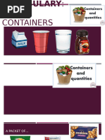 Food Containers and Quantities Vocabulary | PDF