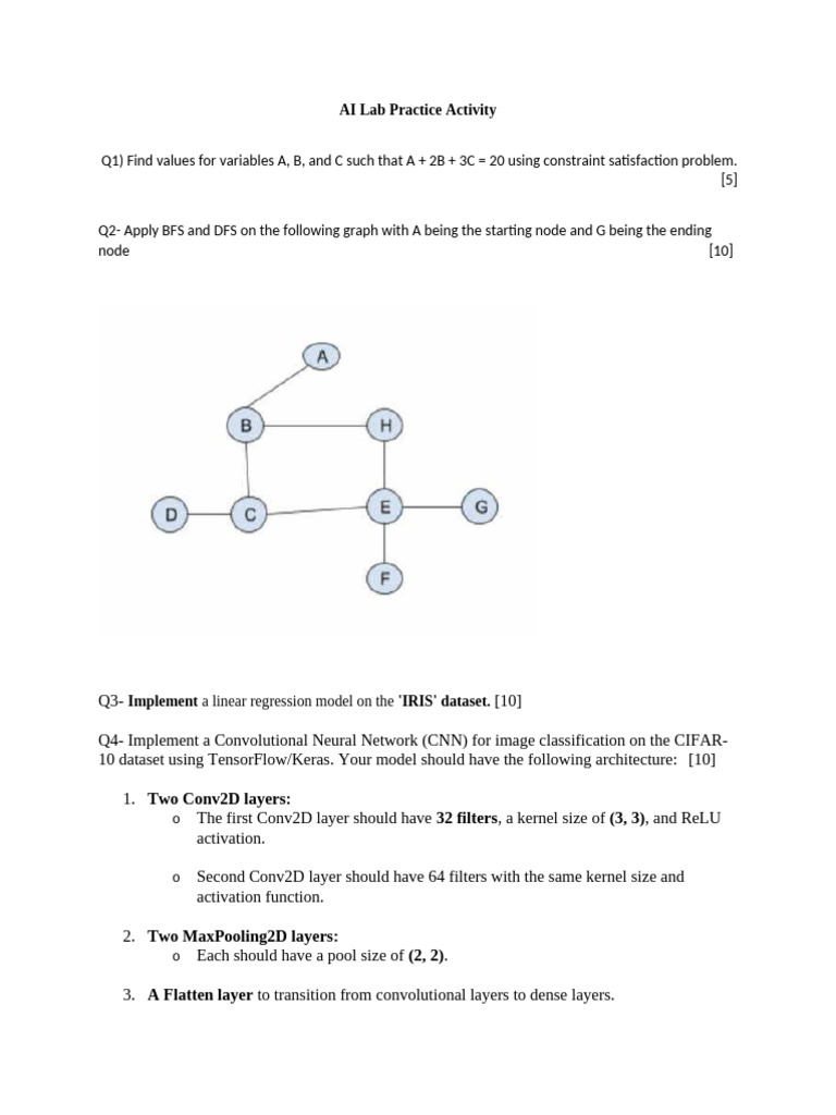 AI Lab Practice: CSP, Graph Search, CNN | PDF