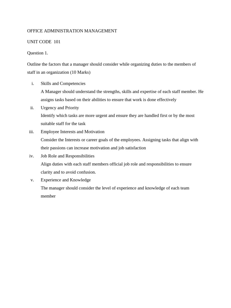 Office Administration Management Assignment | PDF | Motivation ...