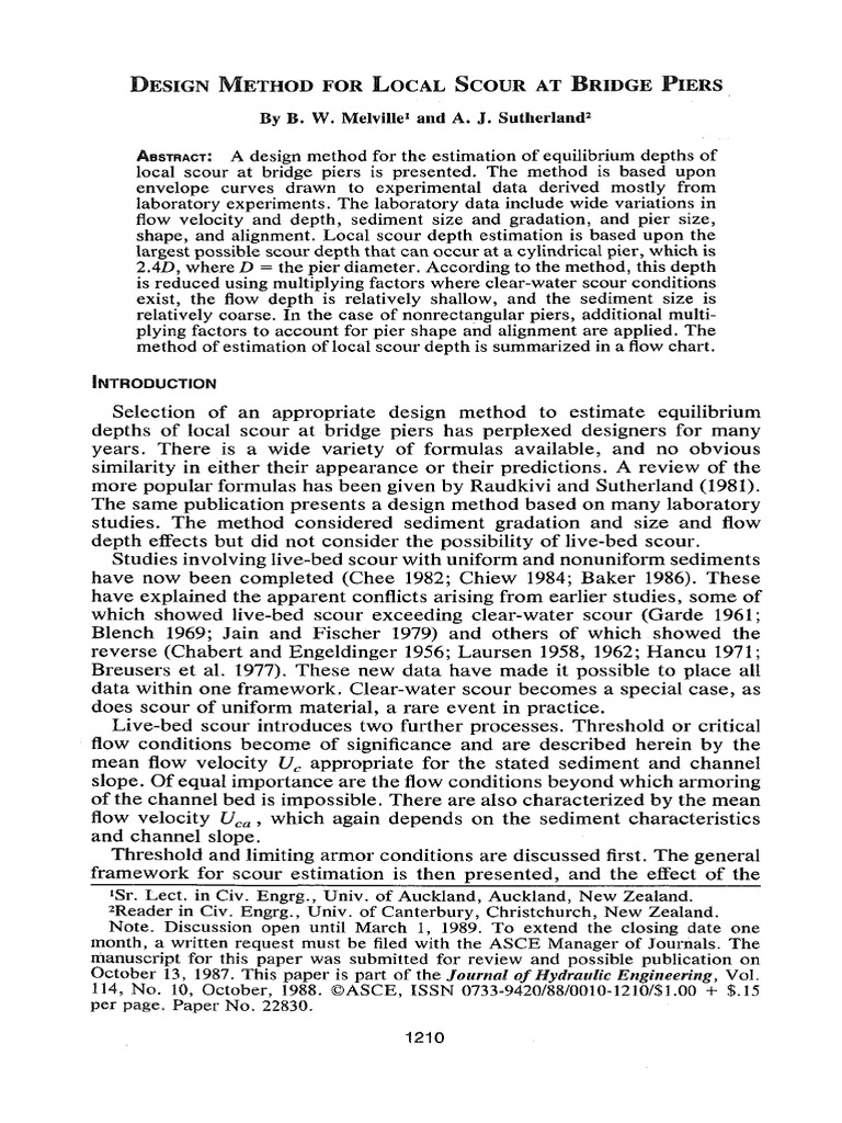 Local Scour Design Method for Bridge Piers | PDF | Applied And ...