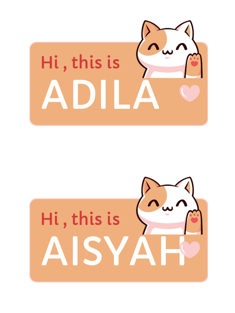 Pink Illustrative Cute Patterned Name Label | PDF