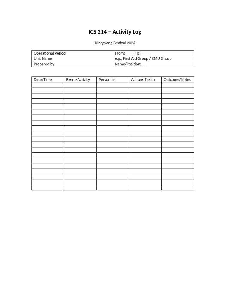 Dinagyang Festival 2026 Activity Log | PDF