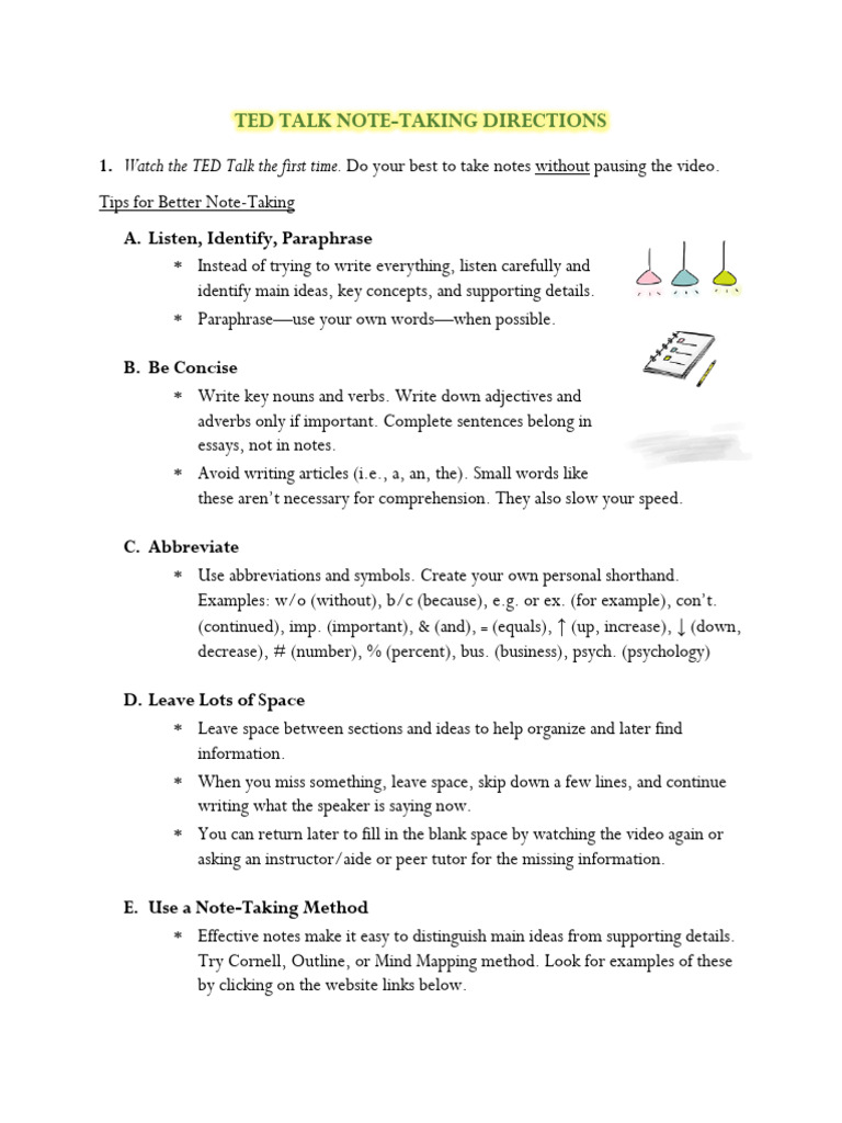 Effective TED Talk Note-Taking Tips | PDF | Word | Linguistics