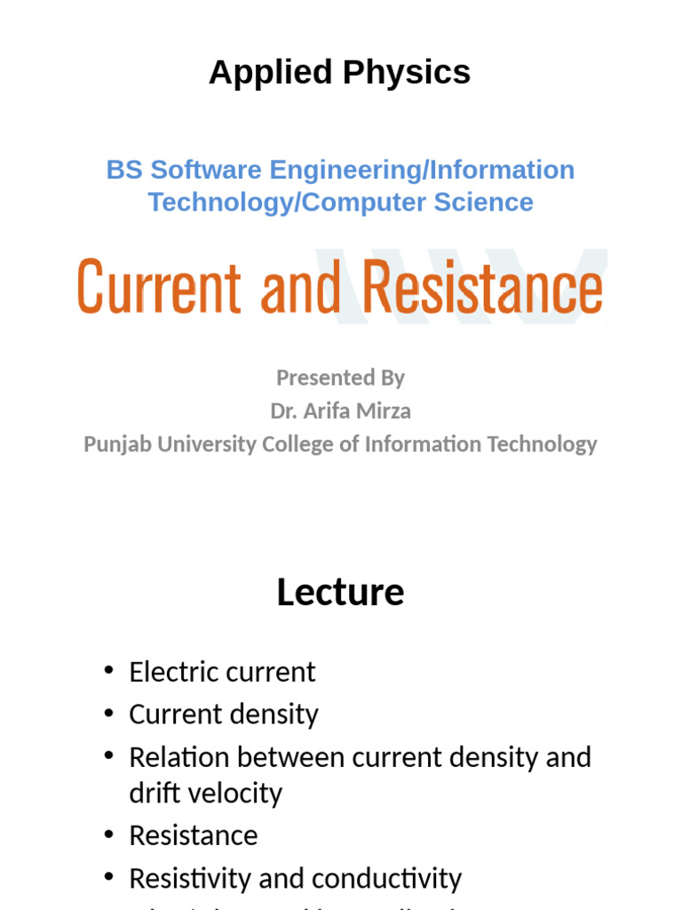 Chapter Electric Current Applied Physics | PDF