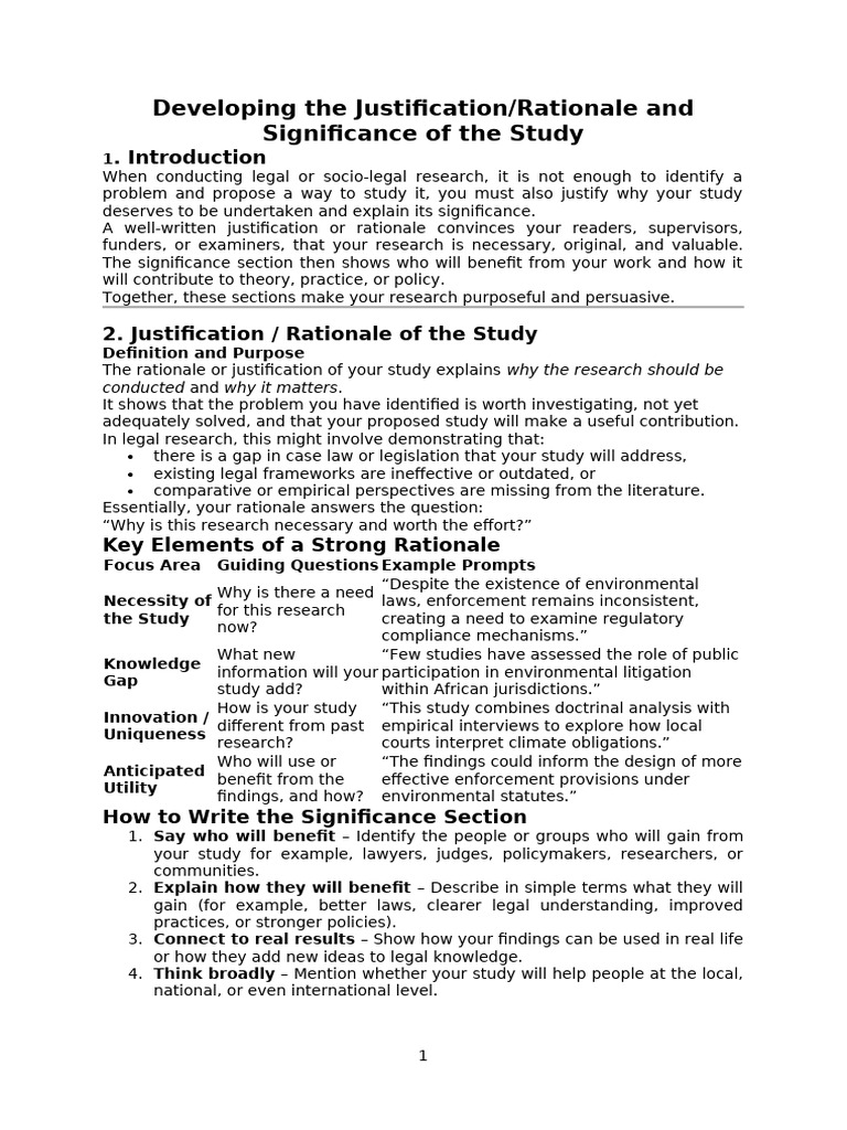 Justification and Significance of the Study | PDF | Policy | Theory