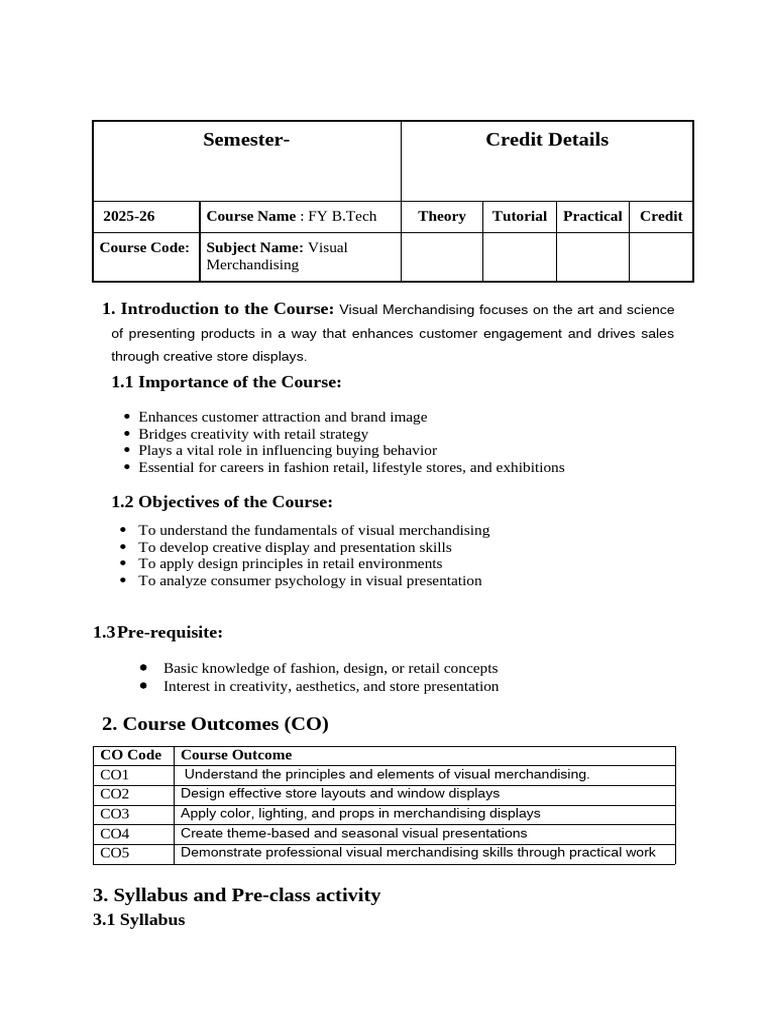 Visual Merchandising Course Overview 2025-26 | PDF | Psychological ...