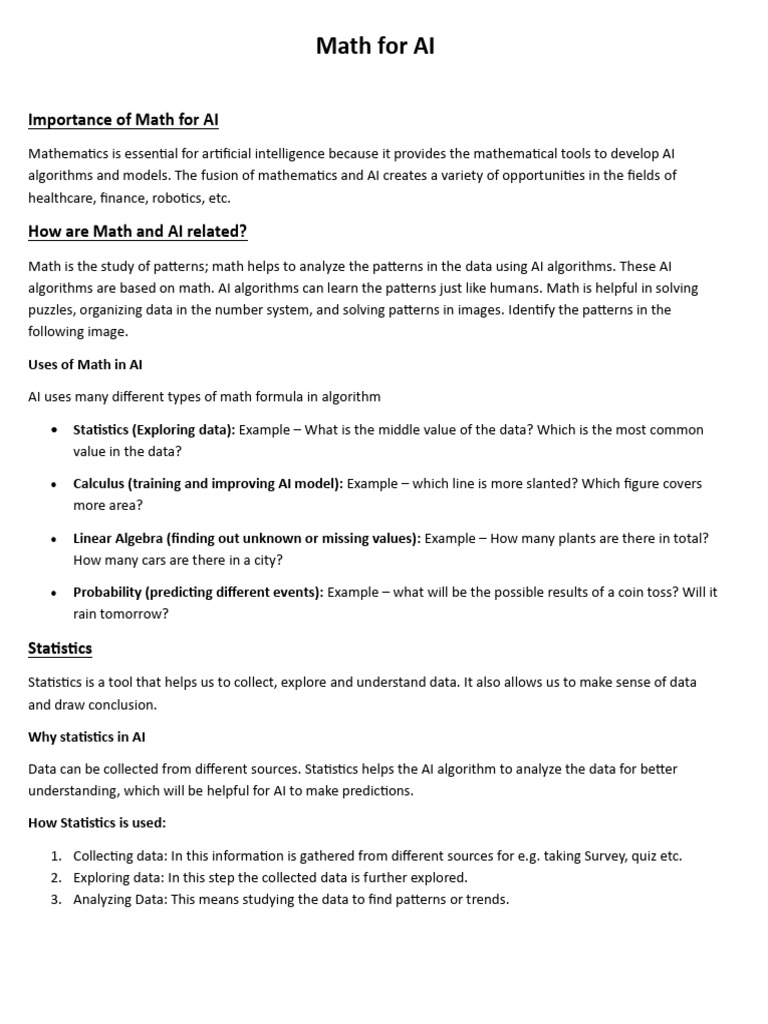 Importance of Math for AI | PDF | Artificial Intelligence ...