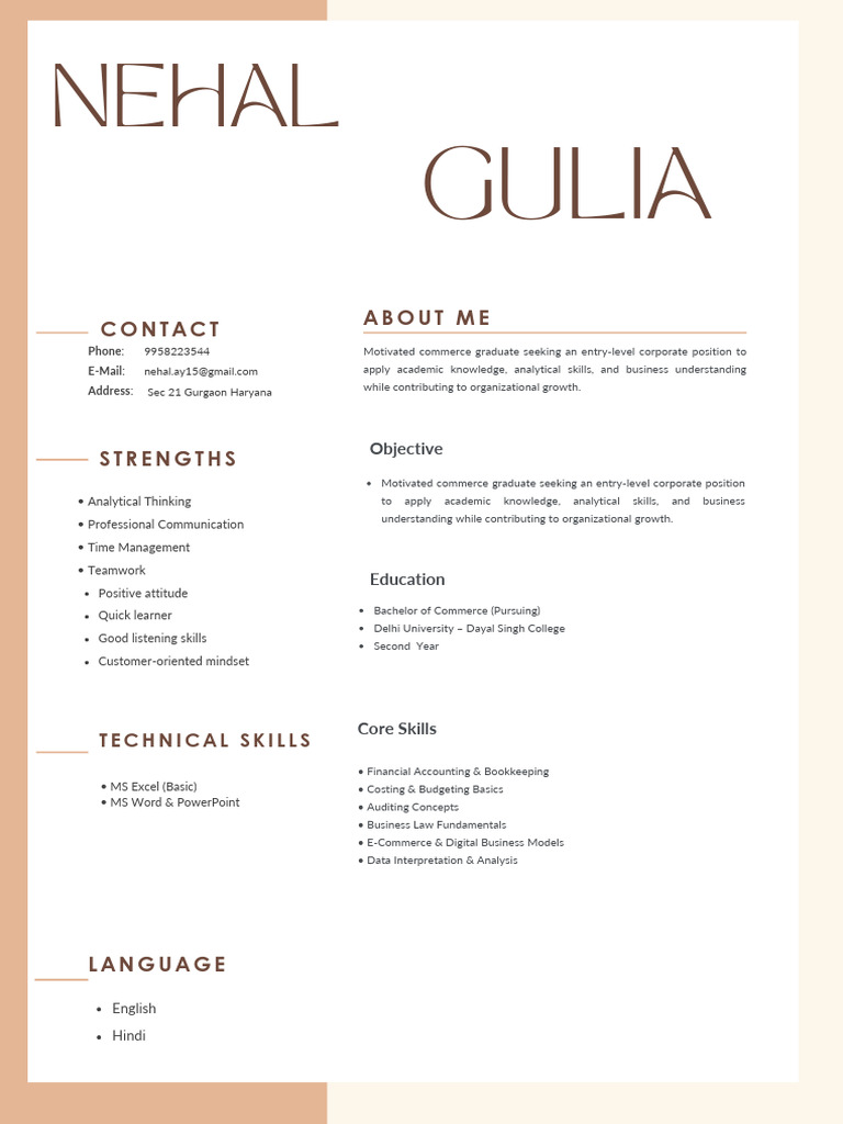 Entry-Level Commerce Graduate Resume | PDF