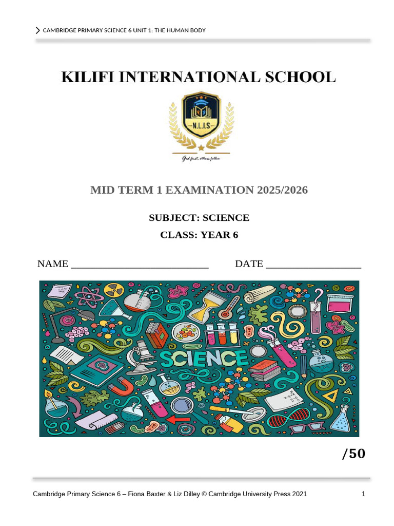 YEAR 6 Mid Term 1 SCIENCE EXAM | PDF | Heart | Animal Physiology