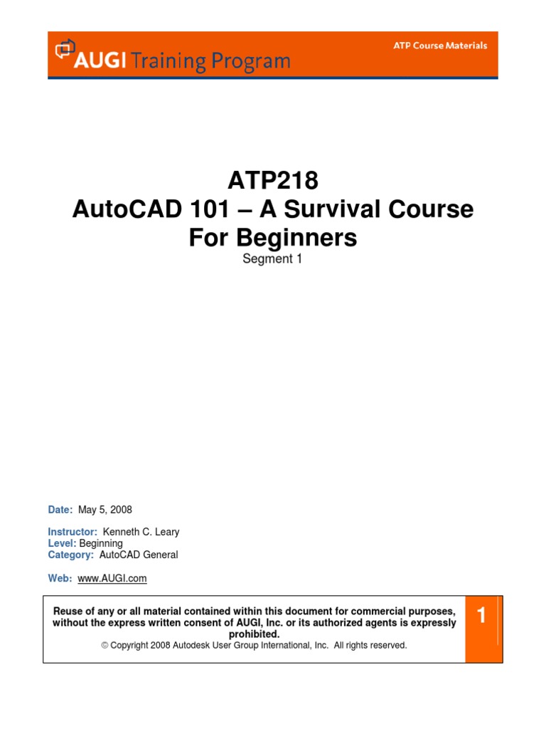 Autocad 101 Survival Course Beginners | PDF | Auto Cad | Autodesk