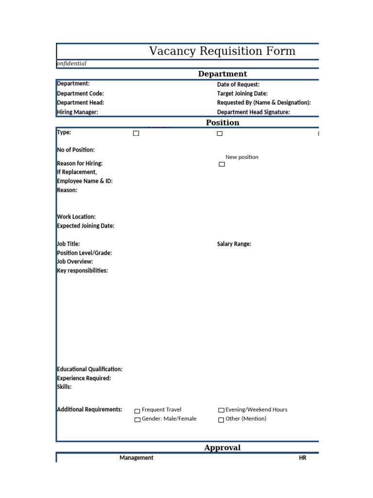 Vacancy Requisition Form Template | PDF