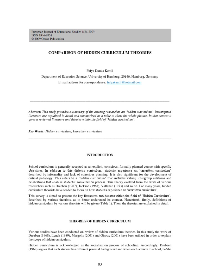 Hidden Curriculum | PDF | Socialization | Curriculum