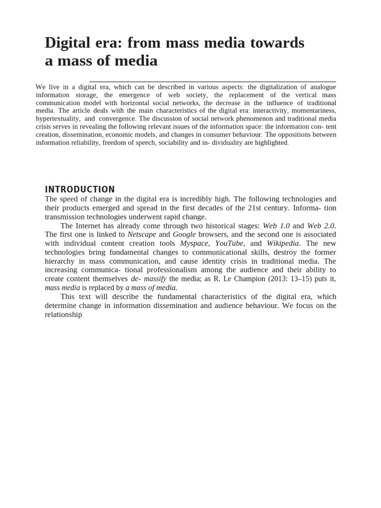 Digital Era: Media Transformation Insights | PDF