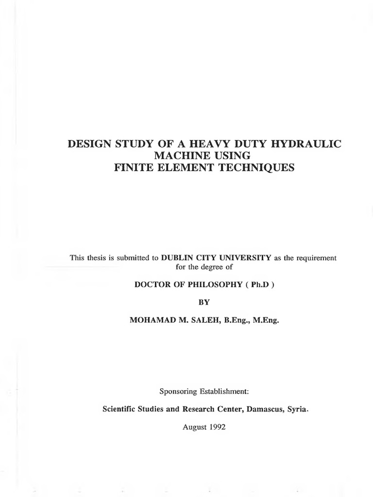 Design Study of A Hydraulic Machines | PDF | Finite Element Method ...