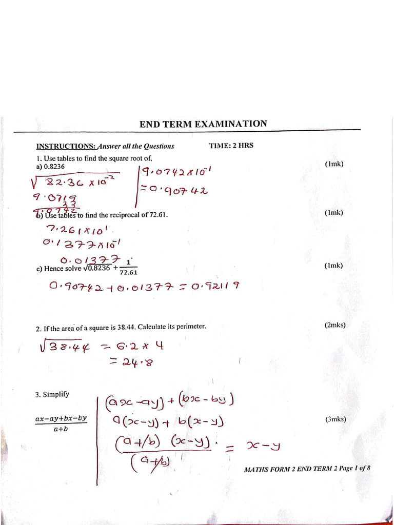 Mathematics f2 Ms | PDF