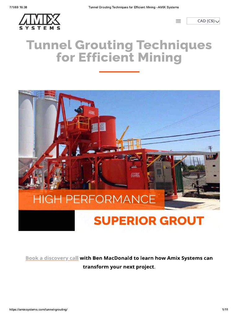 Tunnel Grouting Techniques For Efficient Mining - AMIX Systems | PDF