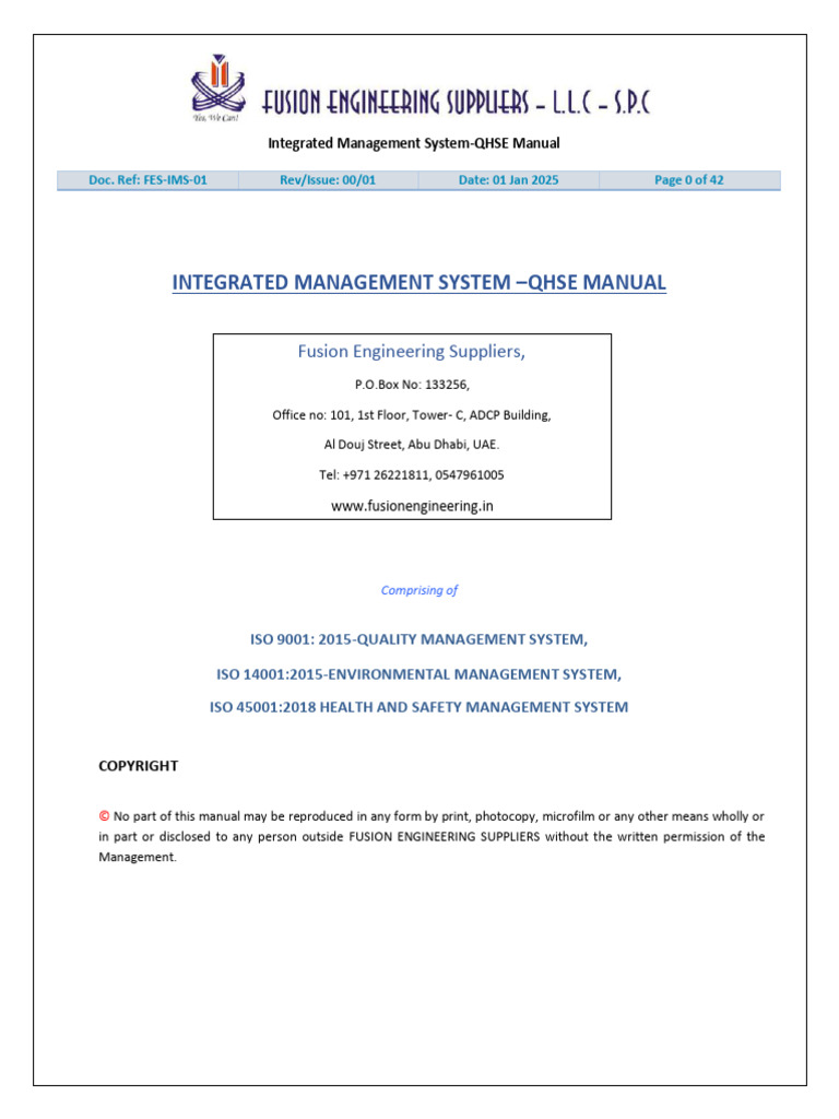 Integrated QHSE Management System Manual | PDF | Risk | Audit