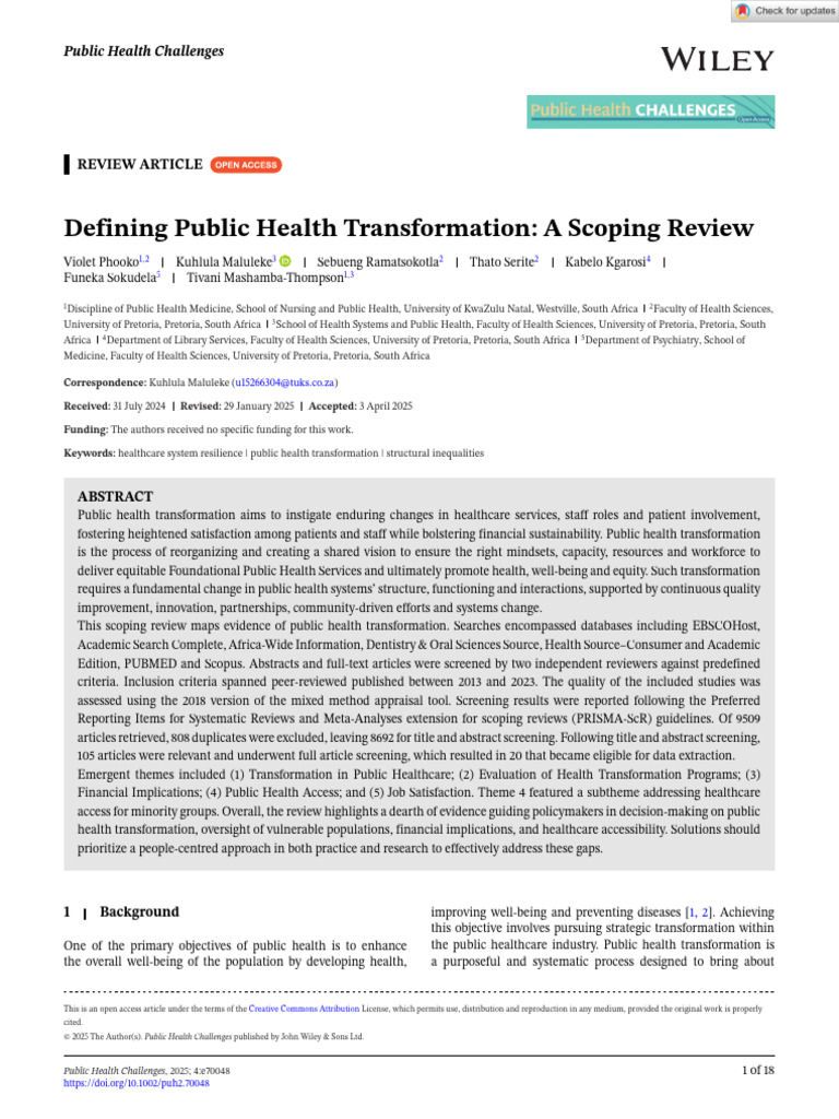Public Health Challenges - 2025 - Phooko - Defining Public Health ...