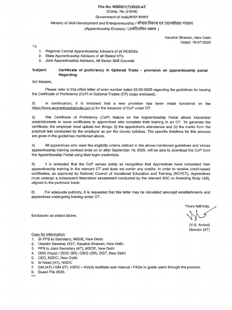 CoP Guidelines for OT With Letter 18.07.2025 | PDF