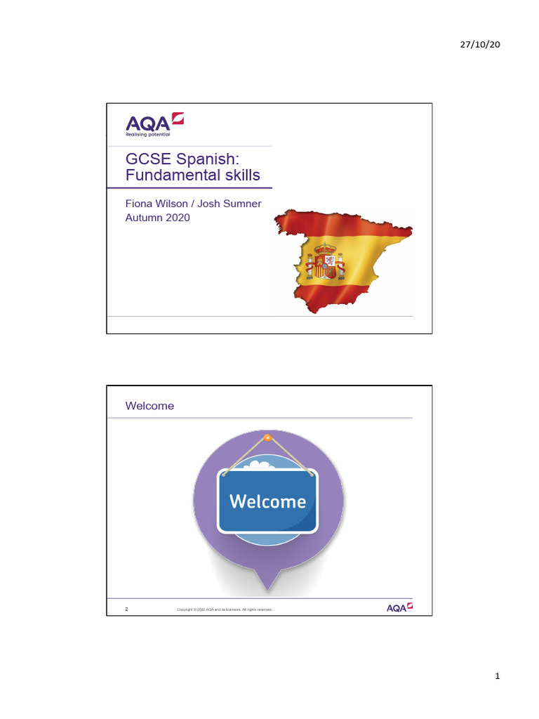 GCSE Spanish Fundamental Skills Webinar | PDF | Reading Comprehension ...
