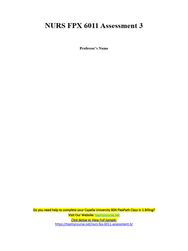 NURS FPX 6011 Assessment 3 | PDF | Diabetes | Diabetes Management