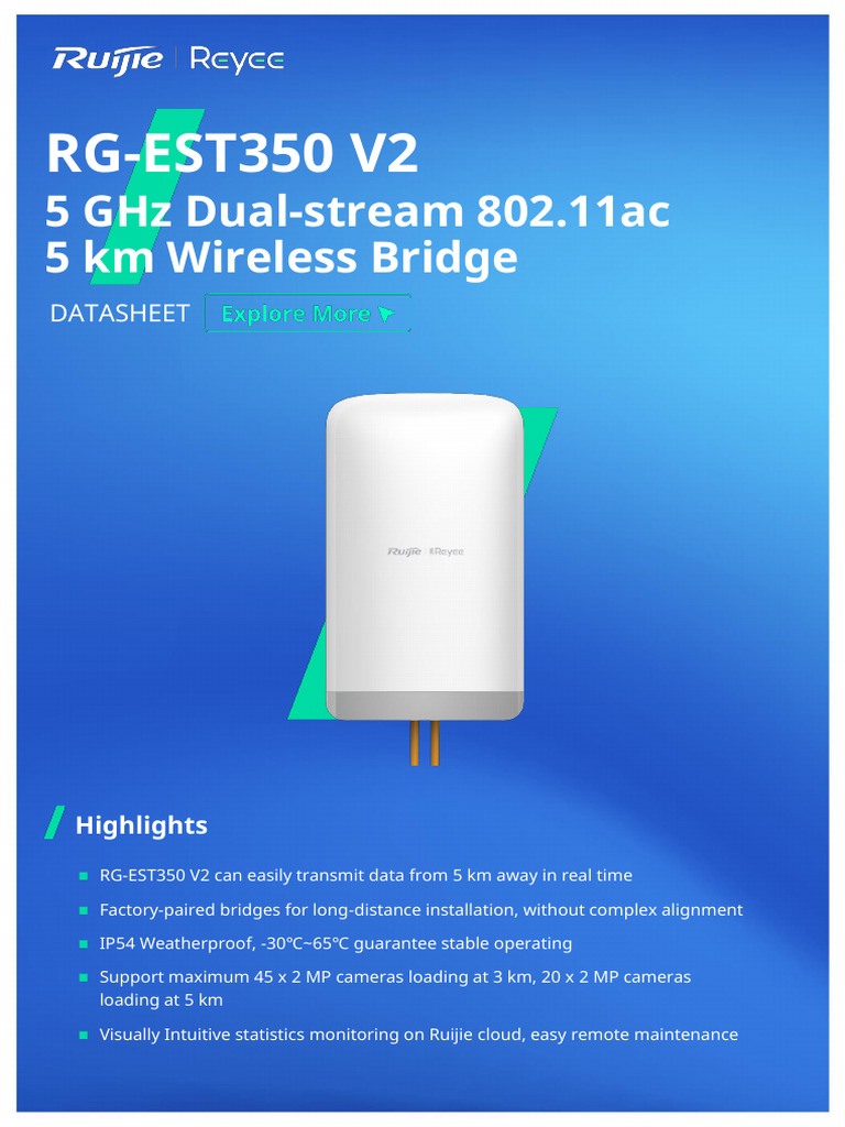 RG-EST350 V2 Datasheet 20240719 | PDF | Ieee 802.11 | Wi Fi
