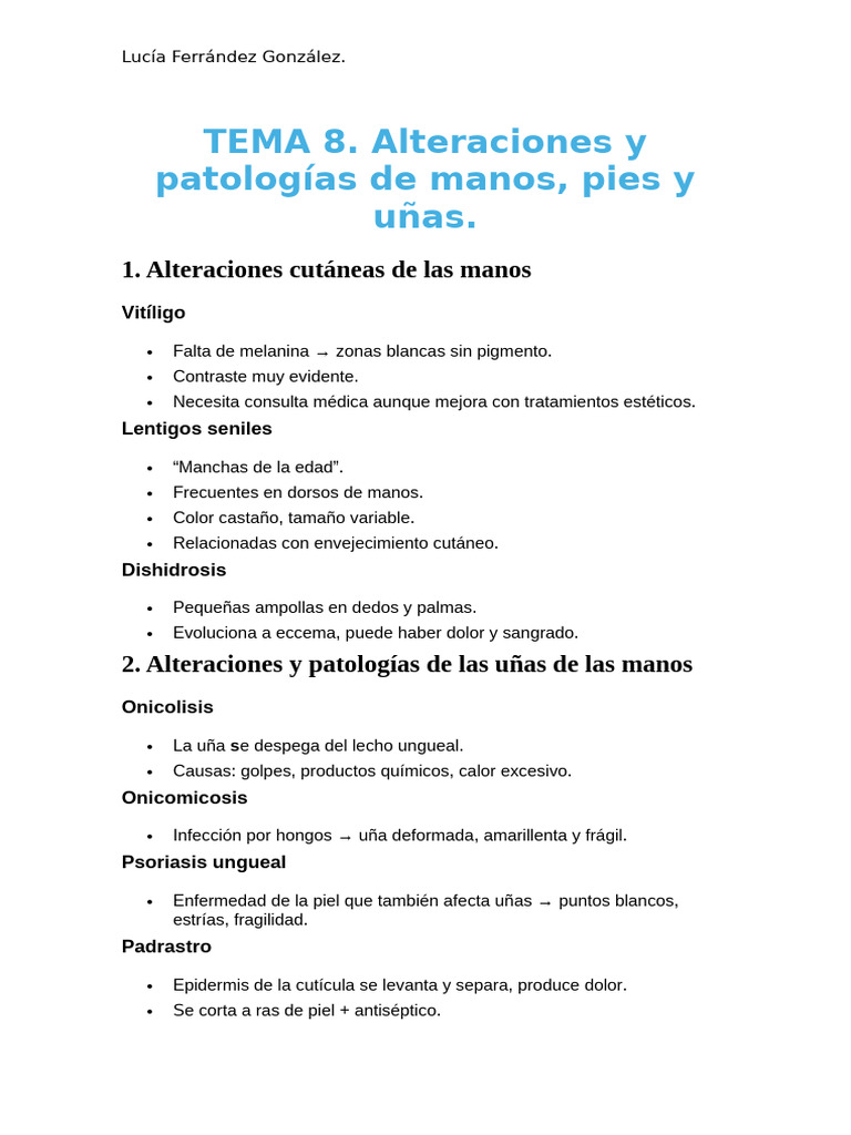 Tema 8 | PDF | Clavo (anatomía) | Dedo del pie