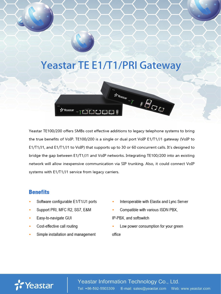 Yeastar TE100/200 VoIP Gateway Overview | PDF | Voice Over Ip | Session ...