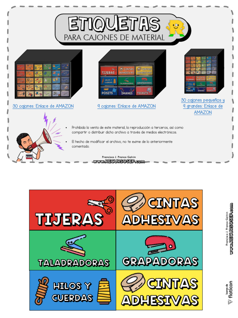 Etiquetas Cajones Utiles Clase Recursosep | PDF