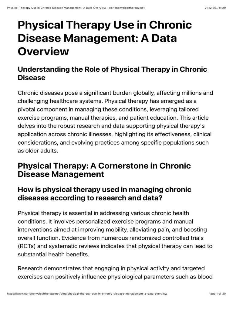 Physical Therapy Use in Chronic Disease Management: A Data Overview ...