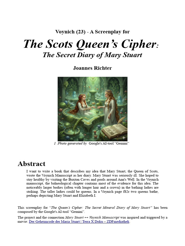 Voynich (23) - A Screenplay for the Queen’s Cipher | PDF | Mary, Queen ...