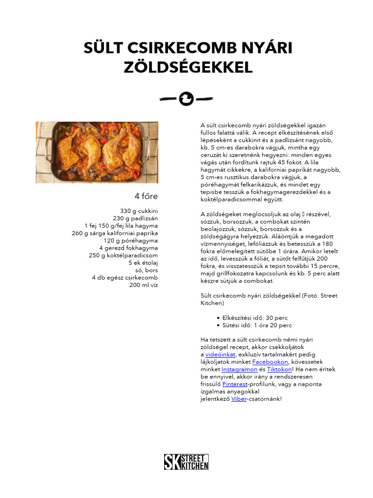 Sult Csirkecomb Nyari Zoldsegekkel | PDF