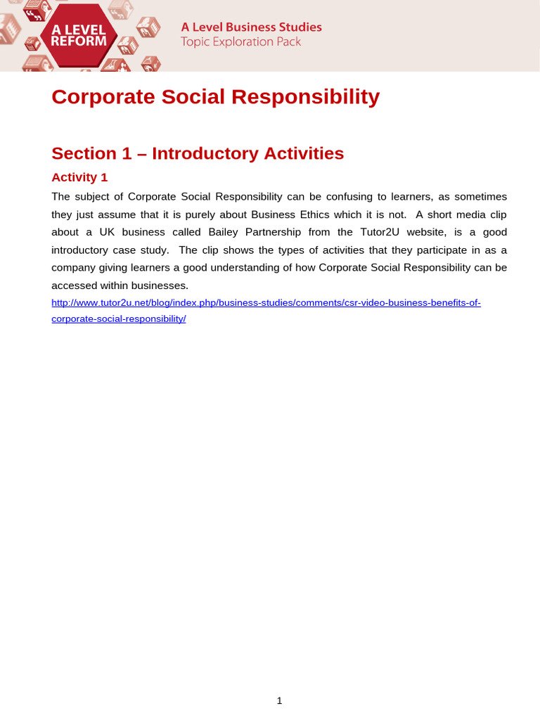 169742 Topic Exploration Corporate Social Responsibility Activity | PDF ...