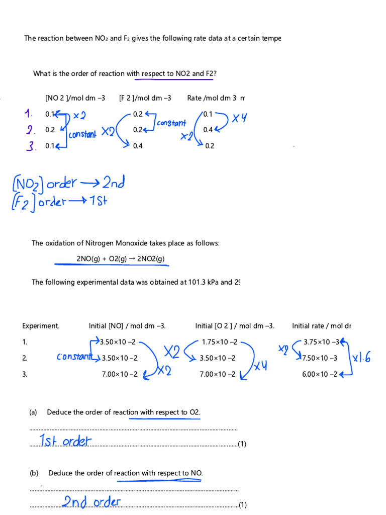 Order of Reaction Practice Questions | PDF