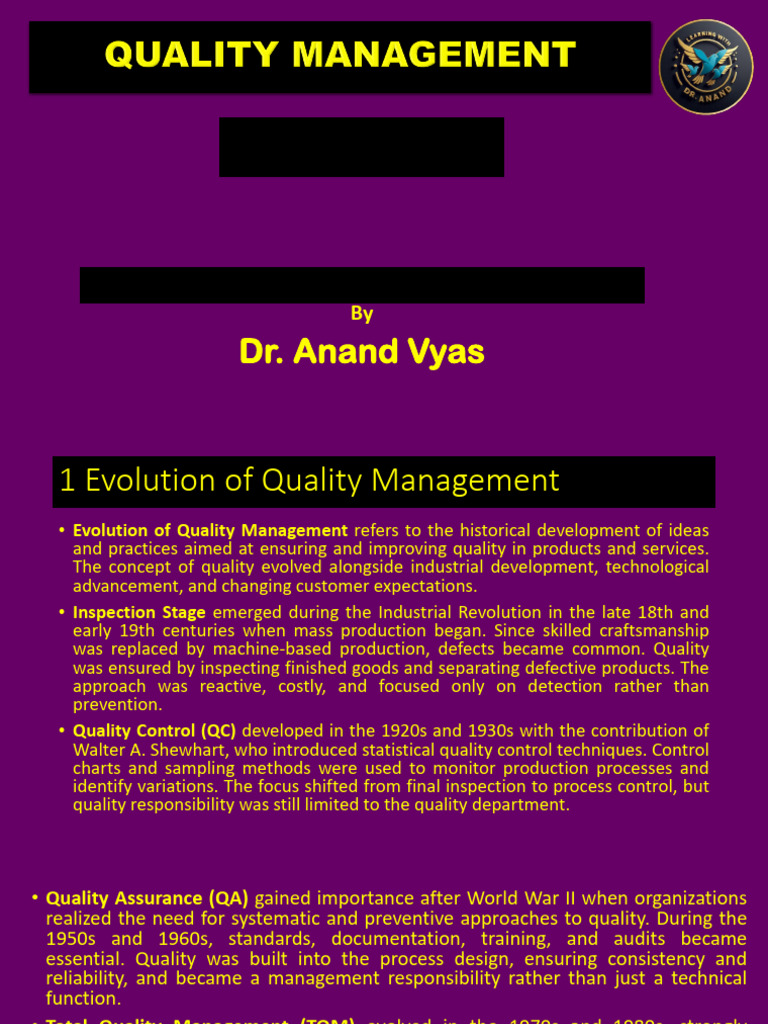 Evolution of Quality Management Insights | PDF | Six Sigma | Quality ...