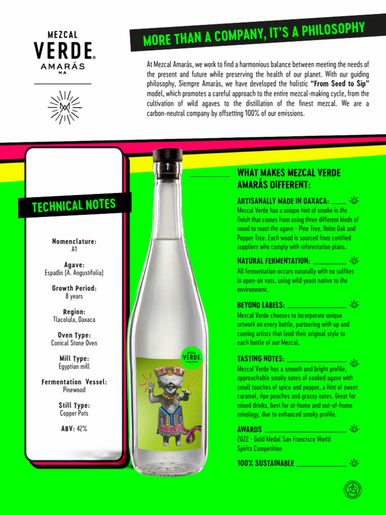 Amarás Sell Sheet Verde Ing | PDF | Alcoholic Drinks | Fermented Drinks