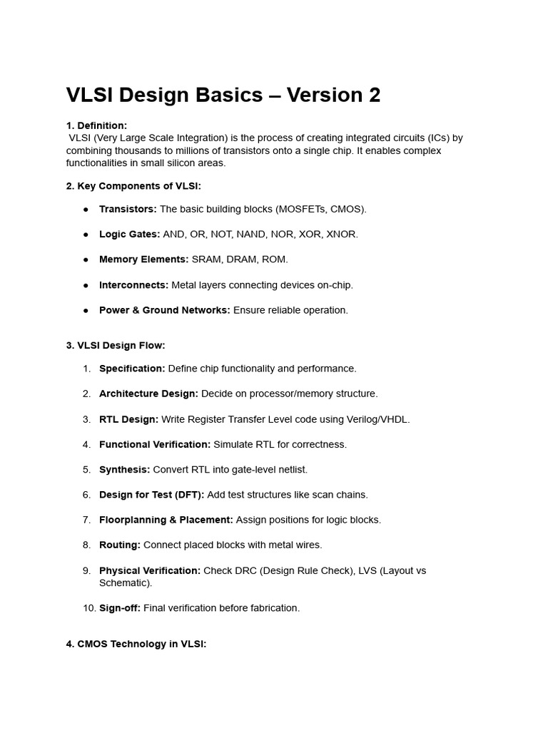 VLSI Design Basics - Version 2 | PDF